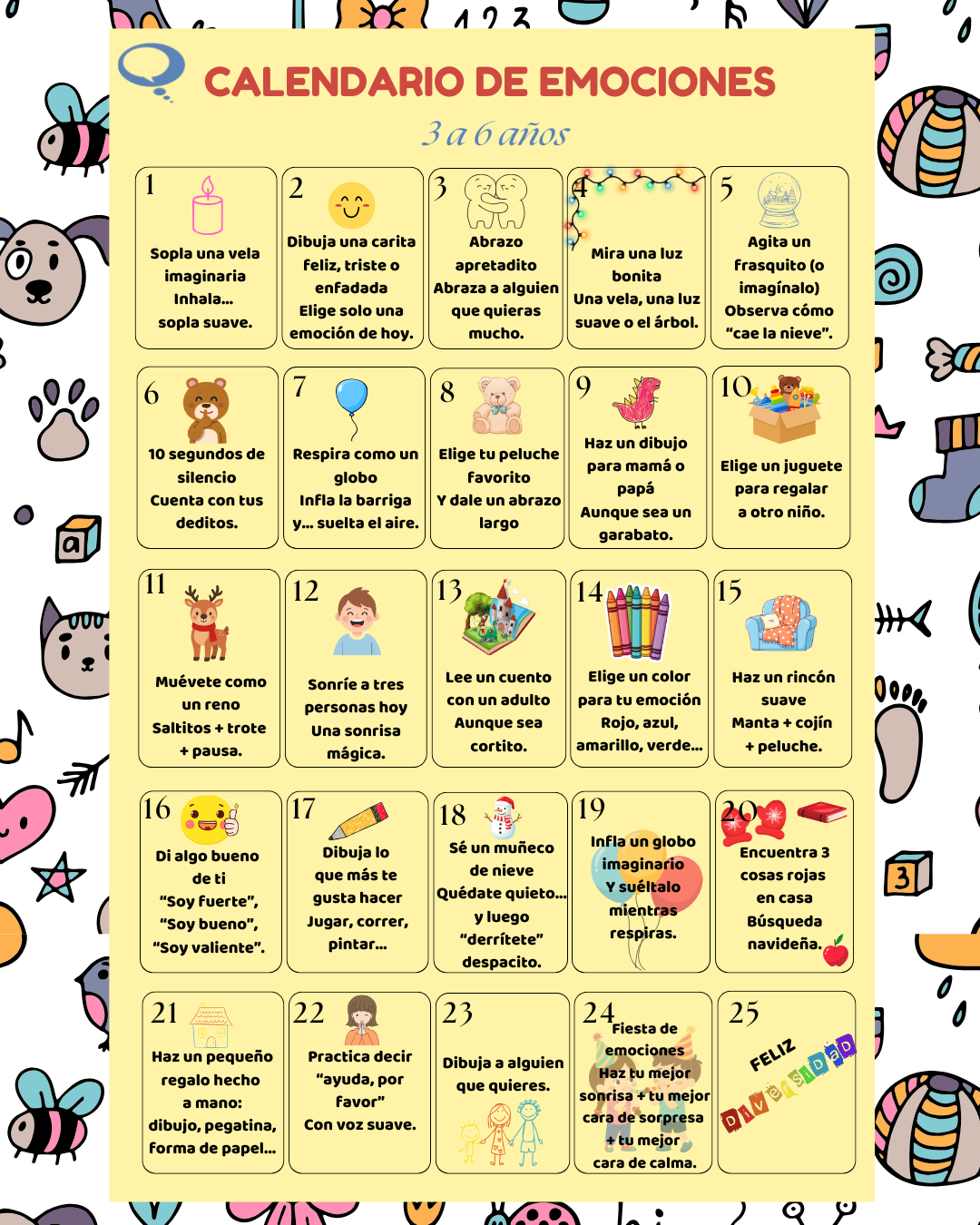 Calendario de adviento emocional – Centro ACADIA – Psicología y Logopedia